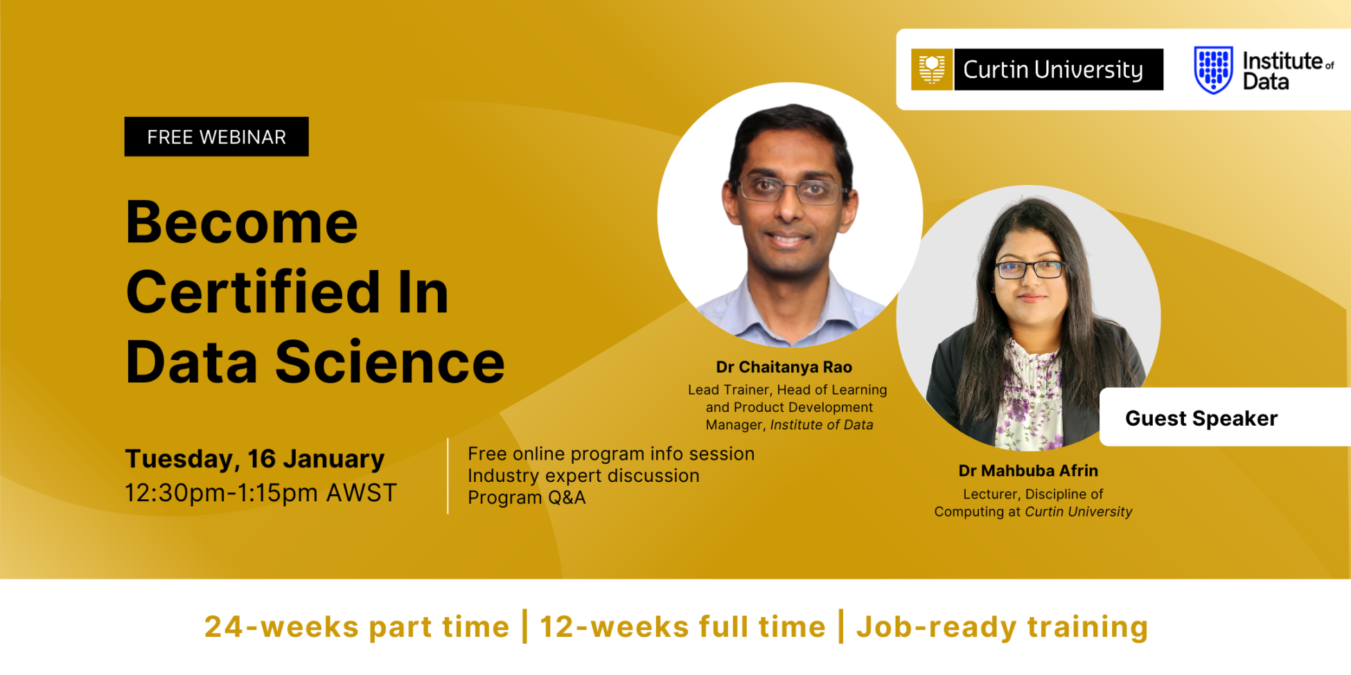 Curtin Data Science Program Online Info Session - 16 January